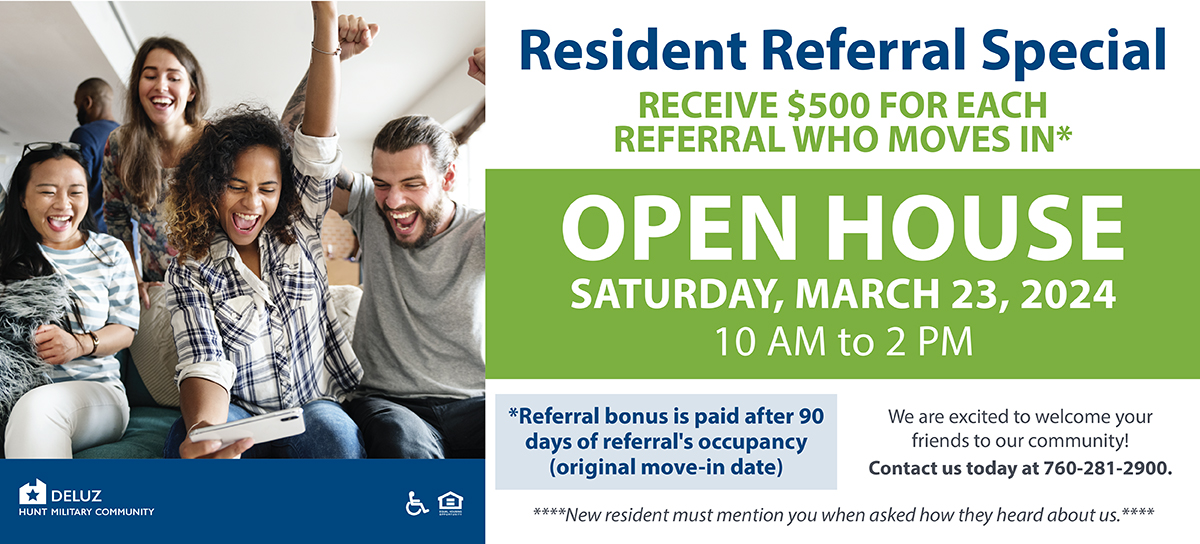 Military Housing | DeLuz Family Housing | Resident Referral Special